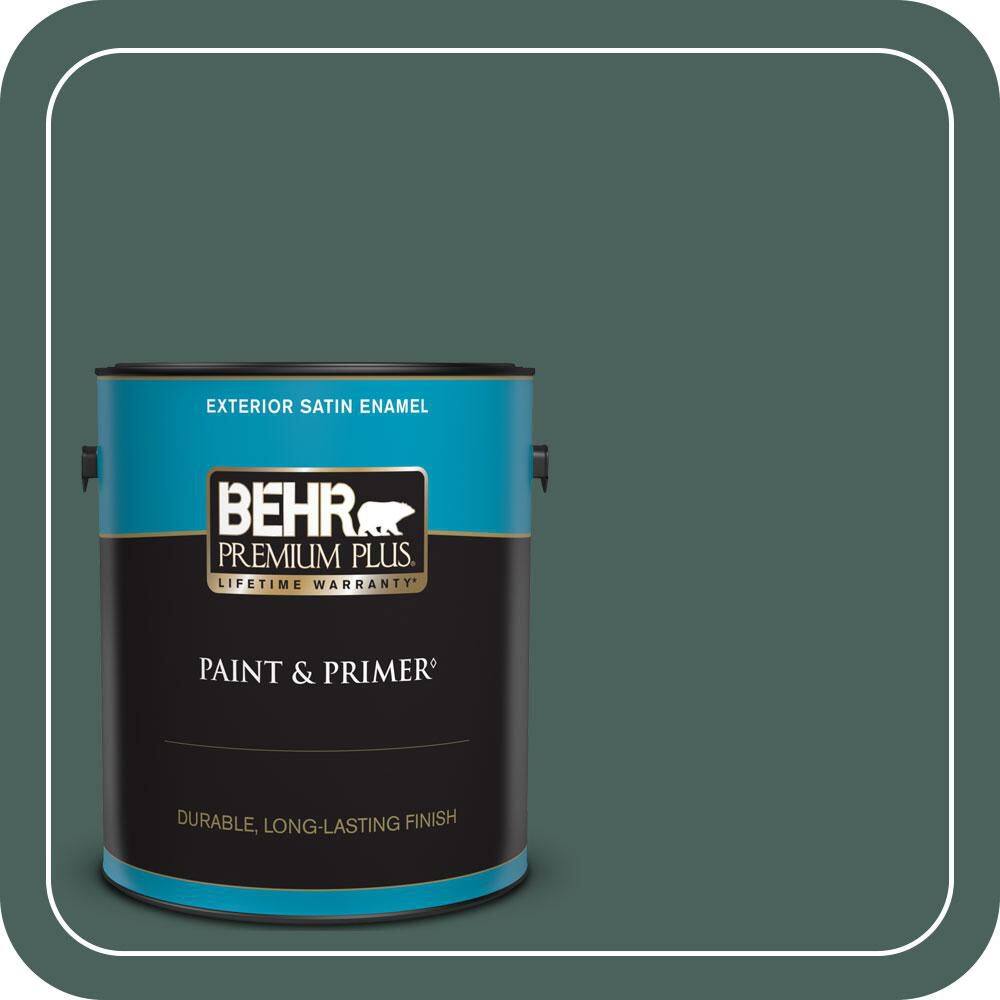 BEHR PREMIUM PLUS 1 gal. #BIC-54 Vert Pierre Satin Enamel Exterior ...