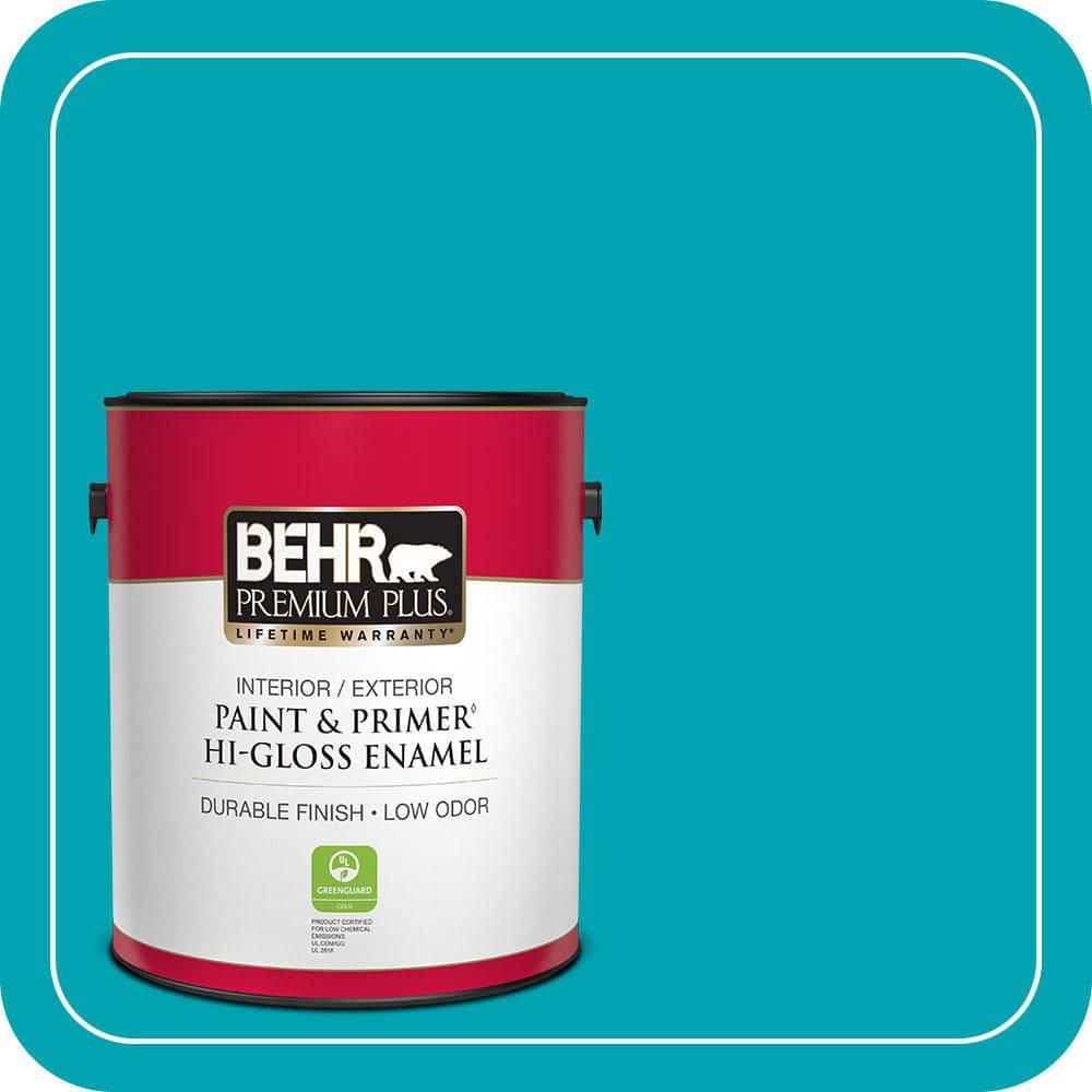 BEHR PREMIUM PLUS 1 gal. #510B-6 Blue Jewel Hi-Gloss Enamel Interior ...