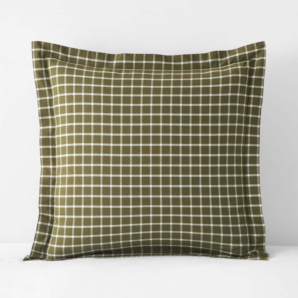 The Company Store Company Cotton Windowpane Yarn-Dyed Windowpane Green ...