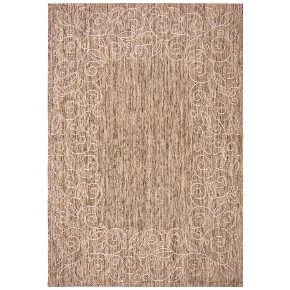 SAFAVIEH Courtyard Dark Beige/Beige 8 ft. x 11 ft. Floral Indoor ...