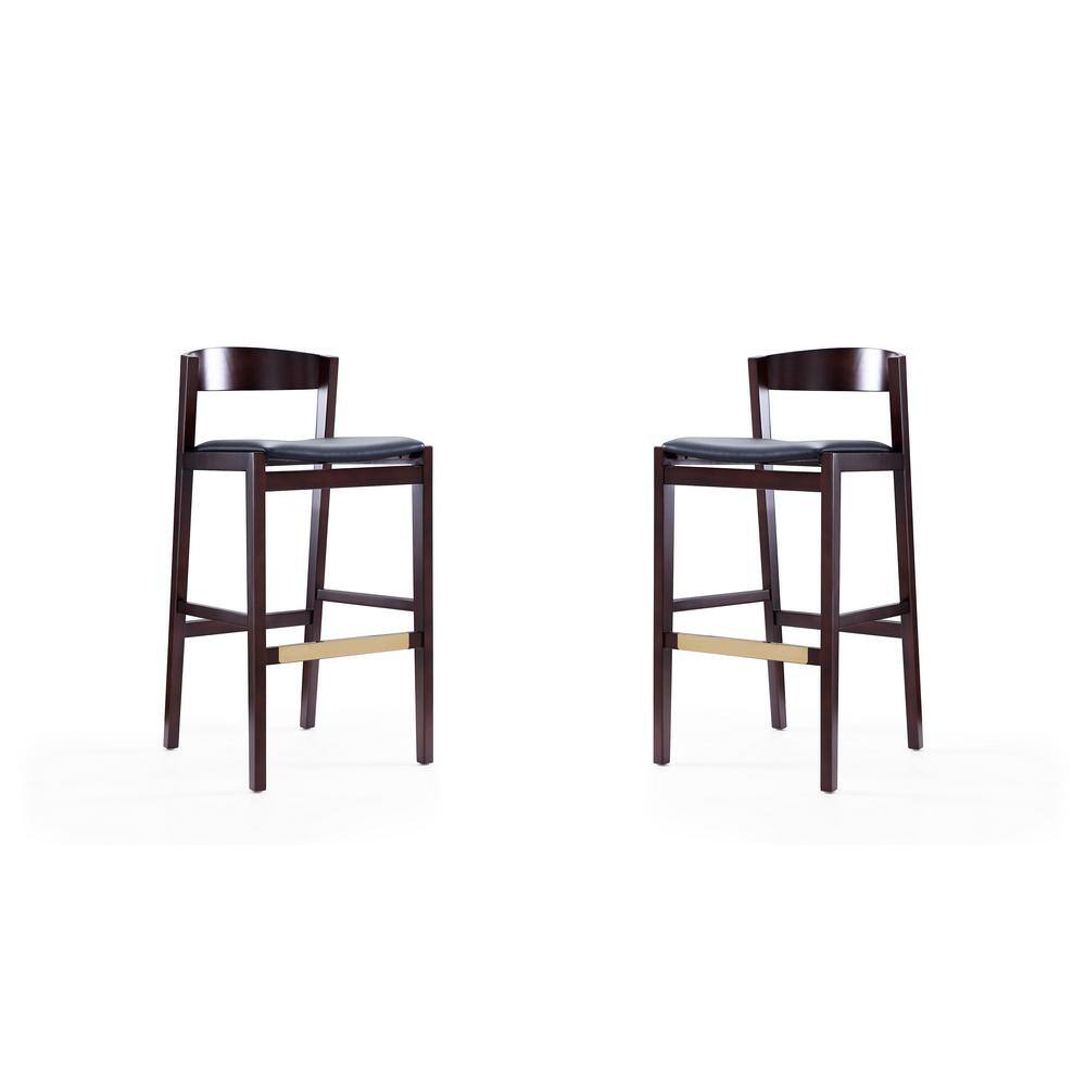 Manhattan Comfort Klismos 40.75 in. Black and Dark Walnut Beech Wood ...