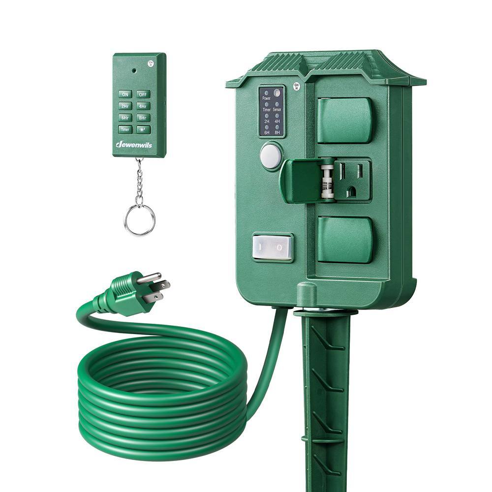 DEWENWILS Outdoor Power Stake Timer Waterproof, 100 ft. Wireless Remote ...