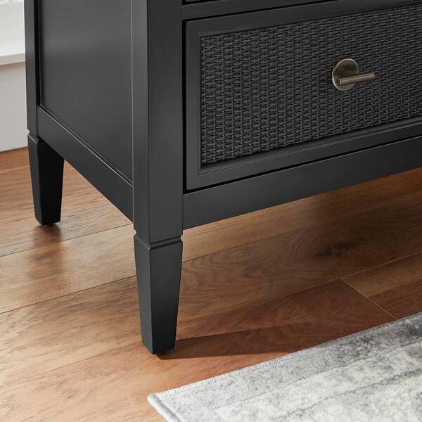 Home Decorators Collection Marsden Black 2 Drawer Cane Nightstand 13.1142 02 The Home Depot