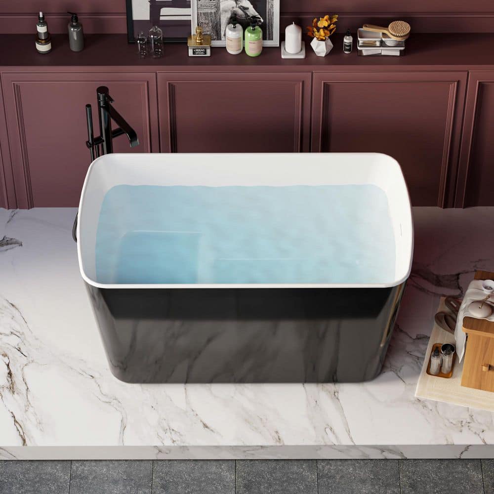 Qidian 49 in. x 28 in. Acrylic Freestanding Soaking Bathtub, Flatbottom ...