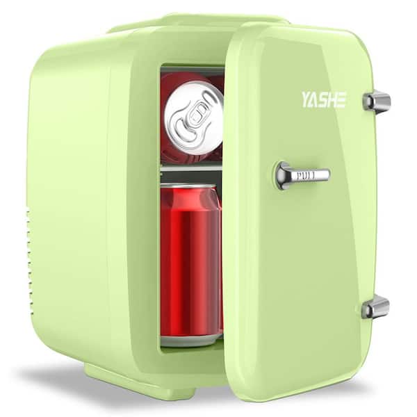 YASHE 10 in. 4 cu. ft. Retro 4-Liter/6-Cans Mini Refrigerator in Green ...
