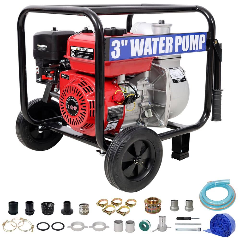 cadeninc 212CC 7HP 3 in. Gas Engine Powered Water Pump w50 ft Discharge ...