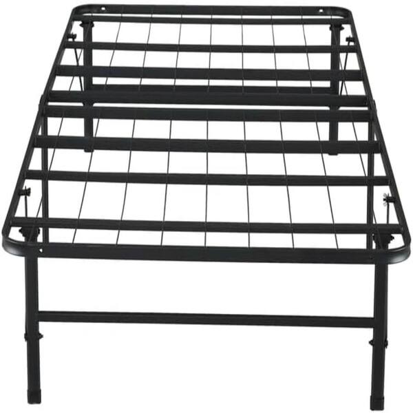MAYKOOSH Black, Foldable Metal Bed Frame, Twin, Platform Bed - Mattress ...