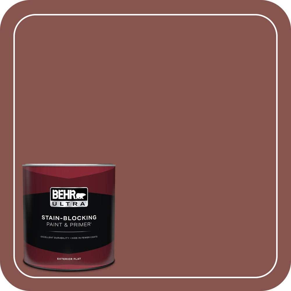 BEHR ULTRA 1 qt. #160F-6 Boston Brick Flat Exterior Paint & Primer ...