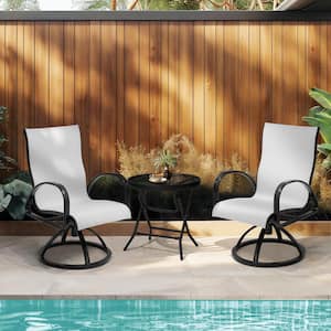 Pellebant Black Swivel Aluminum Sunbrella Textilene Mesh Fabric Outdoor ...