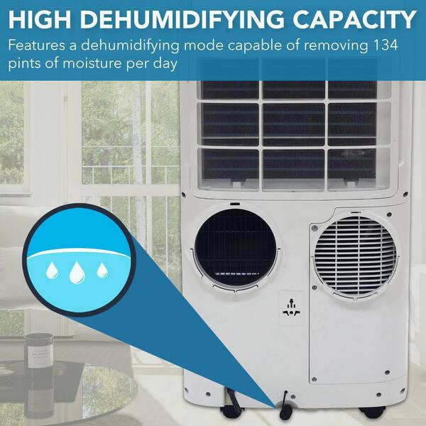 Whynter 10 000 BTU 14 000 BTU ASHRAE Portable Air Conditioner Cools 500 sq. ft. w Heater Dehumidifier and HEPA Filter White ARC 147WFH The Home Depot