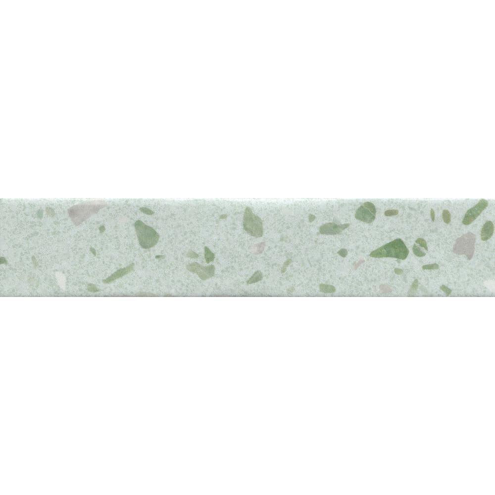 EMSER TILE Corrazzo Verde 2 in. x 10 in. Glossy Ceramic Wall Tile (8.1 ...