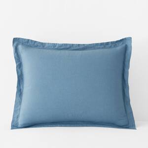 The Company Store Legends Hotel Relaxed Shadow Blue Linen Euro Sham ...