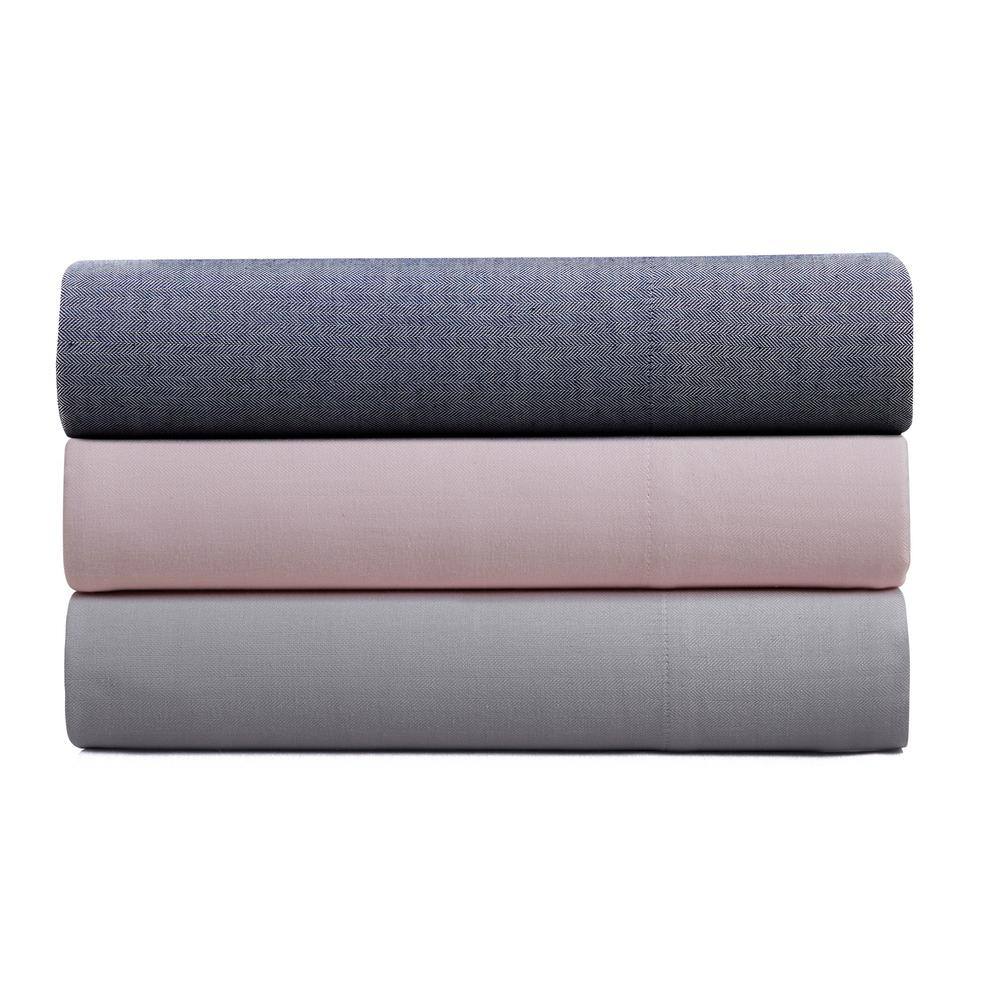 Kathy Ireland Herringbone Twill 4-Piece Dark Grey Cotton Blend King ...