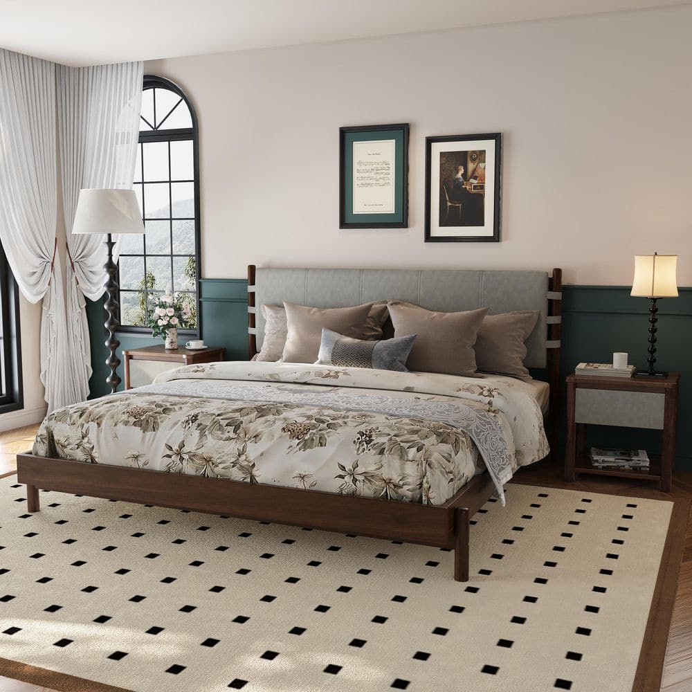 CHRISTOPHER KNIGHT HOME Morton 3-Piece Light Gray and Walnut Wood King ...
