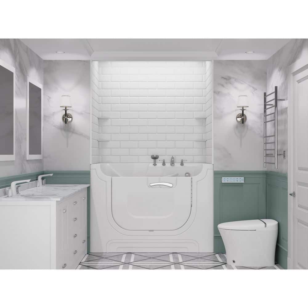 ANZZI Rampart Wall Series 30 in. x 60 in. Right Side Drain Whirlpool ...