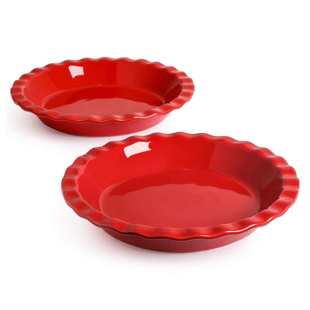 9 in. Ceramic Pie Dish with Fluted Edge, Deep Dish Pie Pan for Baking ...