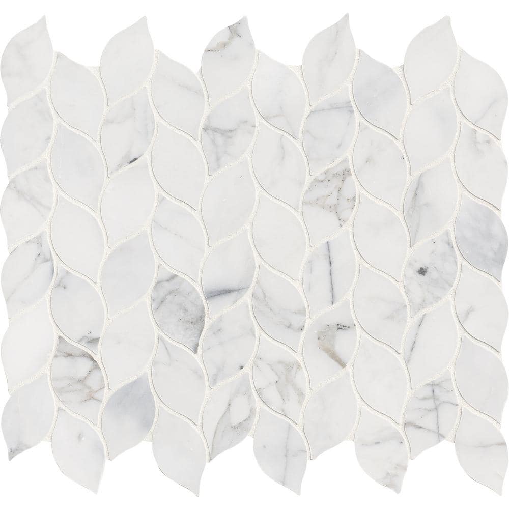 MSI Calacatta Blanco 12 in. x 13 in. x 10 mm Polished Marble Mosaic ...