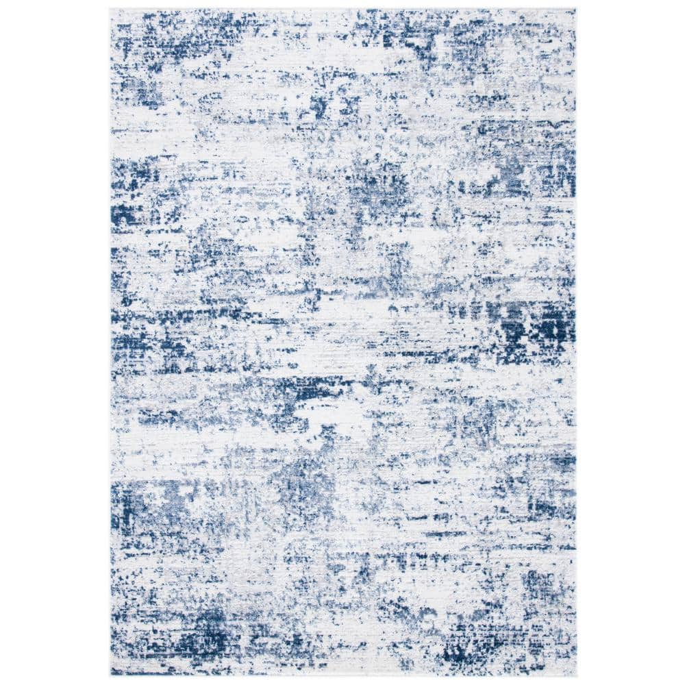 SAFAVIEH Amelia 5 ft. x 8 ft. Ivory/Navy Abstract Area Rug ALA700B-5 ...