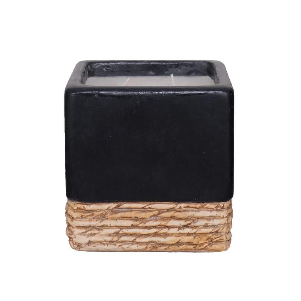 MPG (Set of 2) Matte Black Square Twisted Seagrass Citronella Candle ...