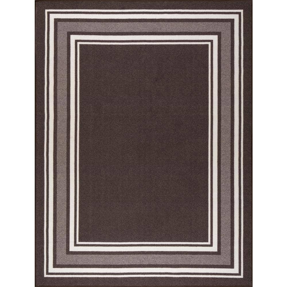 Beverly Rug 8 X 10 Brown Carmel Bordered Non Slip Indoor Area Rug HD ...