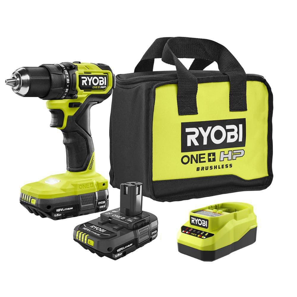 RYOBI ONE+ HP 18V Brushless Cordless Compact 1/2in. Drill/Driver Kit ...
