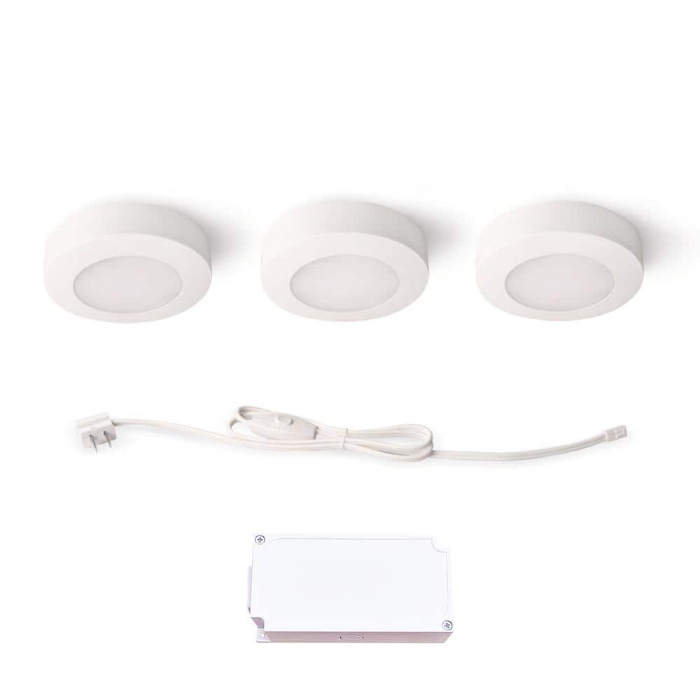 Commercial Electric Plug-In 3-Light White Dimmable Color Changing ...
