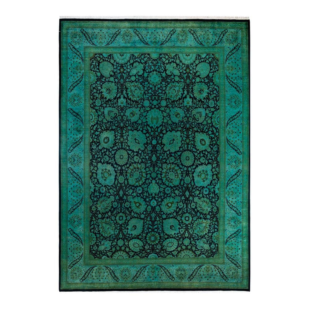 Chloe & Olivia Home Overdyed Green 9 ft. x 12 ft. 1 Wool Indoor Area ...