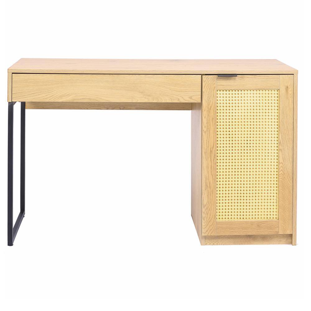 ATHMILE 47 in. Rectangle Natural Color Wicker One Drawer Computer Desk ...