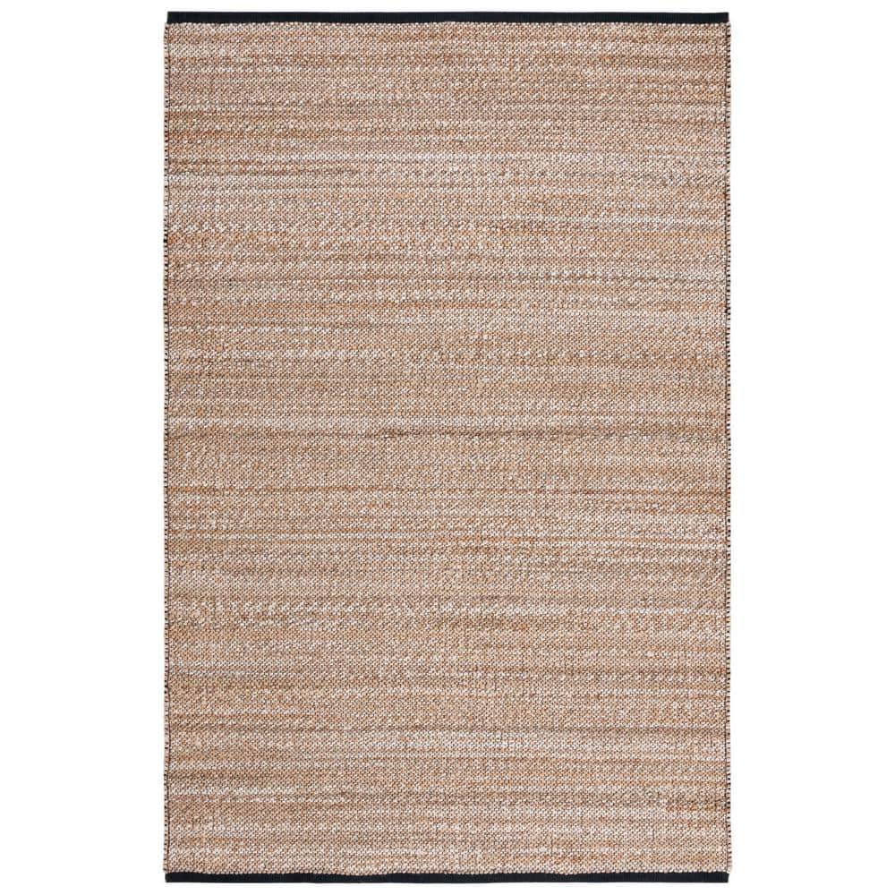 SAFAVIEH Natural Fiber Beige/Black 5 ft. x 8 ft. Woven Border Area Rug ...