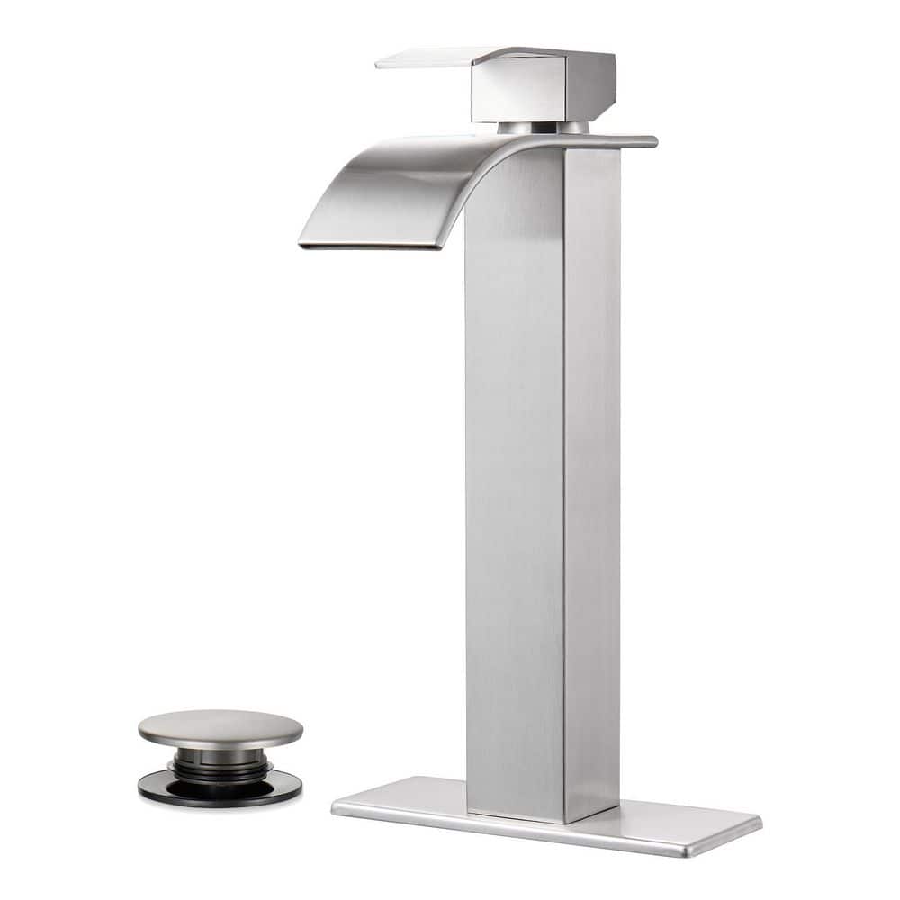 Zalerock Waterfall Single-Handle Single Hole Bathroom Faucet with ...