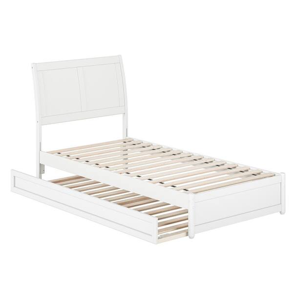 AFI Andorra White Solid Wood Frame Twin XL Platform Bed with Panel ...