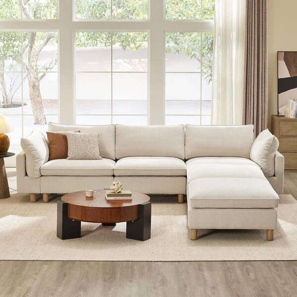 Spruce & Spring Wesley 126.8 in. 5-Piece Fabric Modern Modular Sofa in ...
