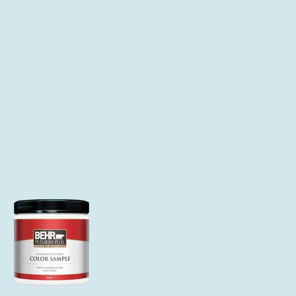 BEHR PREMIUM PLUS 8 oz. #520E-1 Coastal Mist Flat Interior/Exterior ...