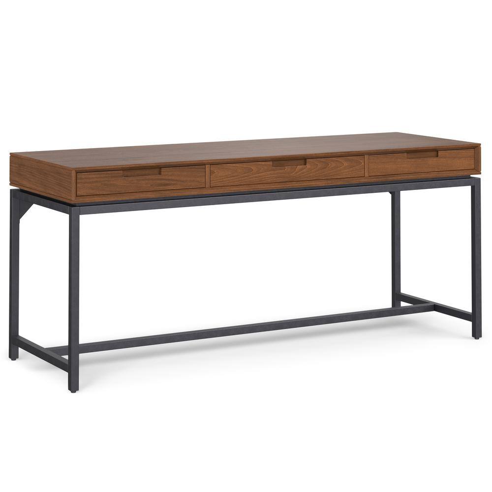 Simpli Home Banting 72 in. W Rectangle Walnut Veneer SOLID WOOD Mid ...