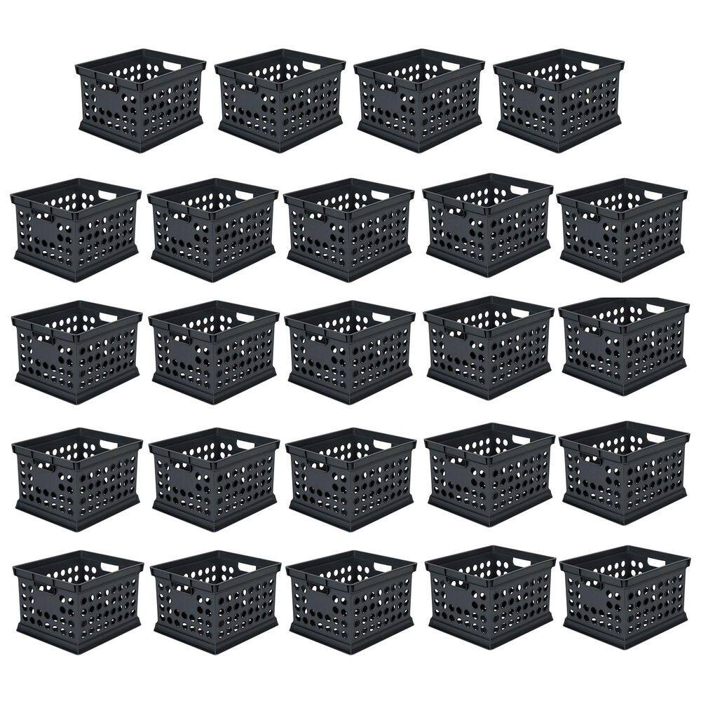 Sterilite Stackable Plastic Storage Open Crate Bin Organizer Box, Black ...