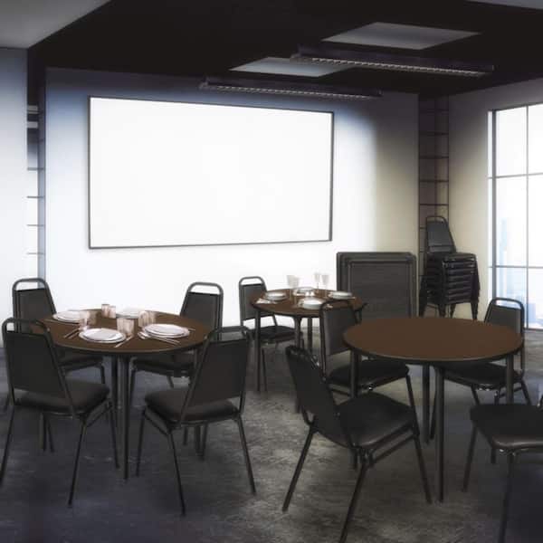 Regency Kee 30 in. Small Round Neo Walnut Breakroom Table Desk with ...