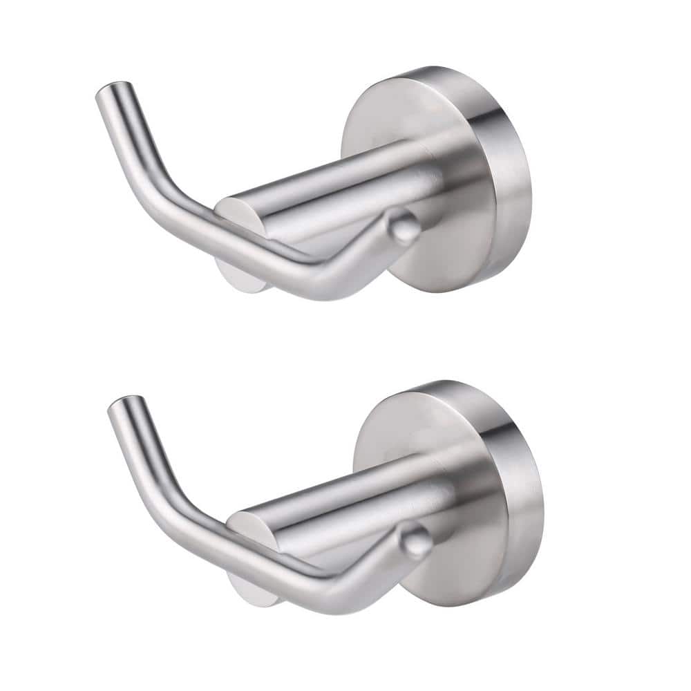AVITAS J-hook Double Robe/Towel Hook with 2-Pieces in Brushed Nickel ...