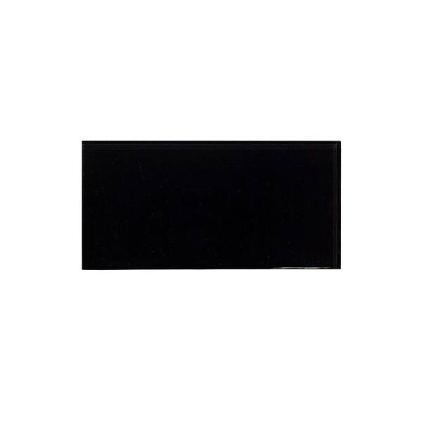 Aspect 6 in. x 3 in. Ebony Glass Decorative Wall Tile (8-Pack) A5070 ...