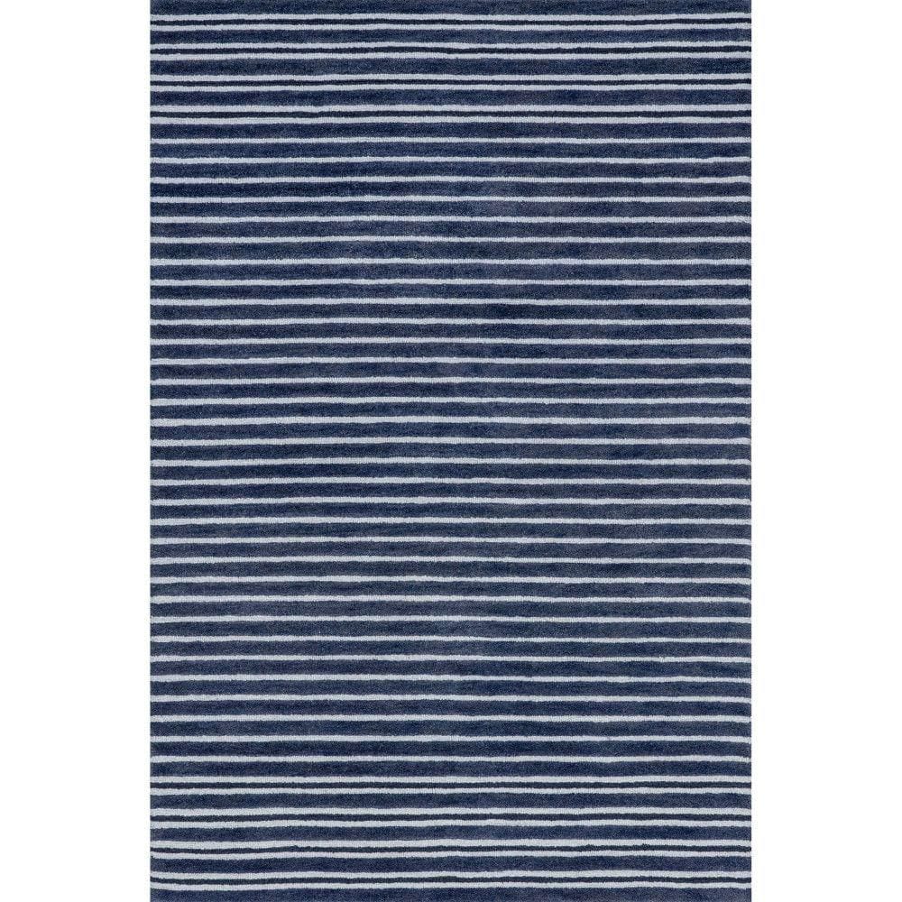 RUGS USA Pacific Striped Wool Blue 9 ft. x 12 ft. Indoor/Outdoor Patio ...
