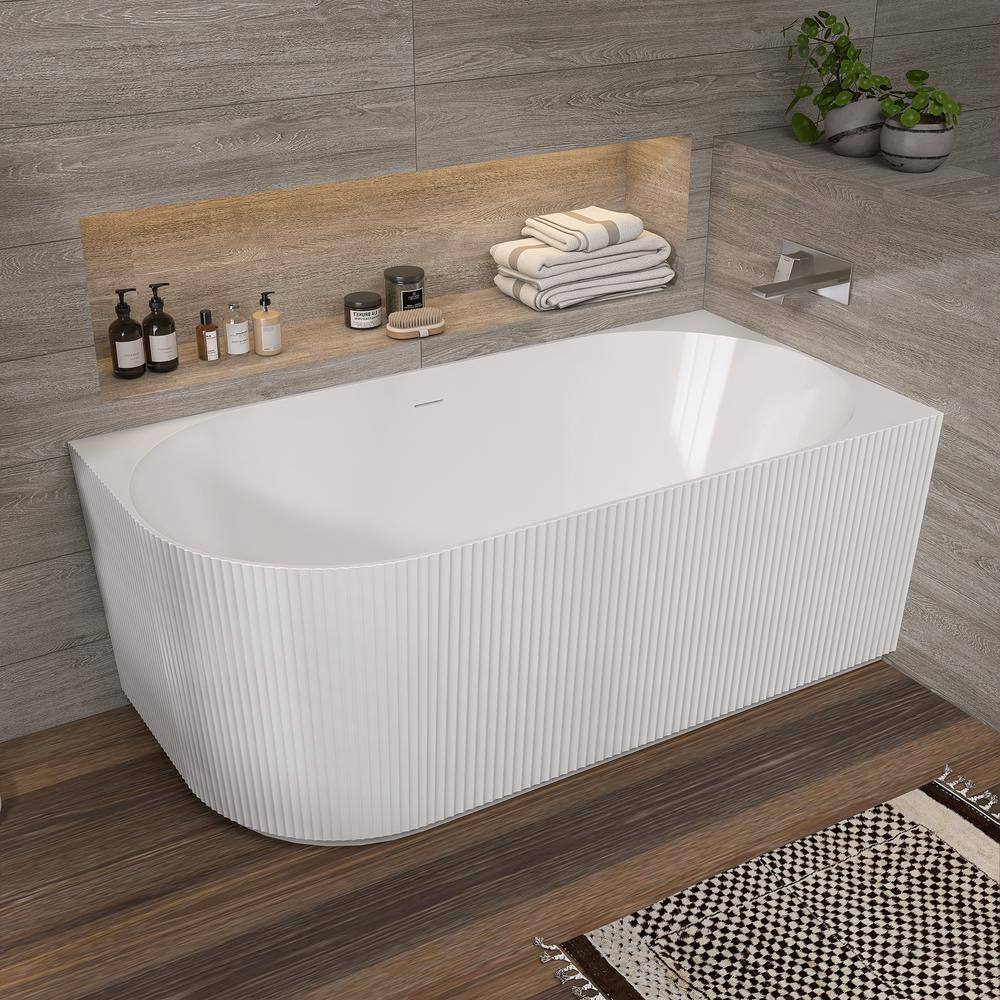 Zeafive Lax 59 in. x 29.5 in. Soaking Bathtub Right Corner Freestanding ...