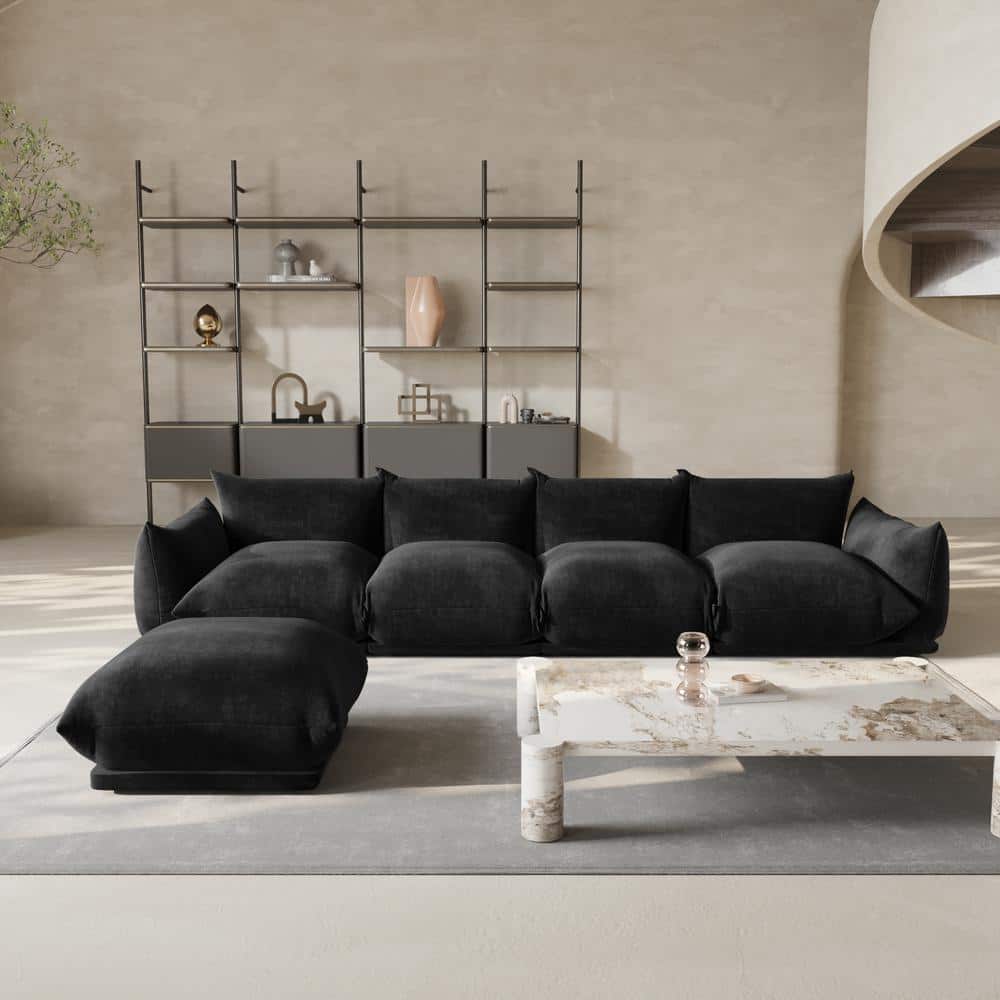 Magic Home Modern 131 in. Flared Arm 5-Piece Chenille 4 Seater Modular ...