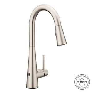 MOEN Sleek Matte Black 15.56 in. H Pull Down Sprayer Kitchen Faucet ...
