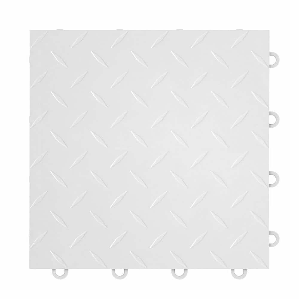FLOORINGINC Nitro Diamond 3/8 in. Garage Tiles, White, 12 in. x 12 in ...