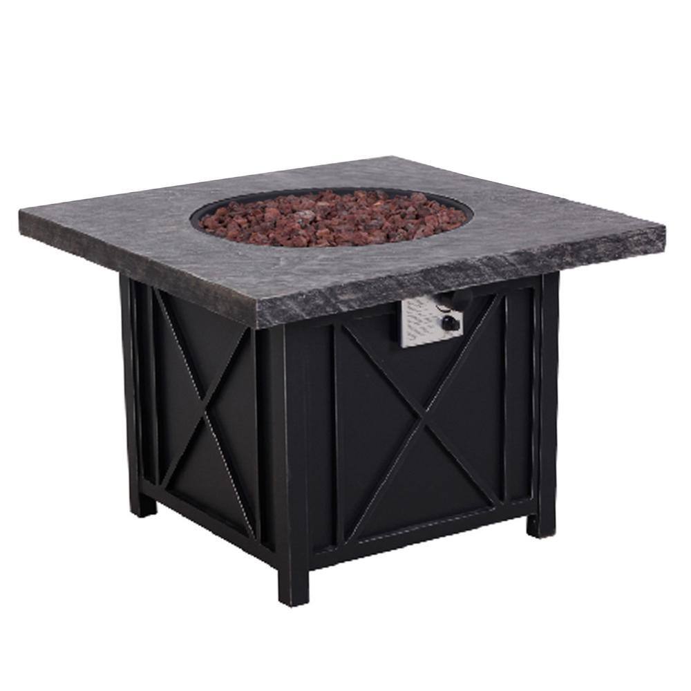 Wildaven 34.5 in. 50000 BTU Steel Propane Smokeless Fire Pit Table with ...