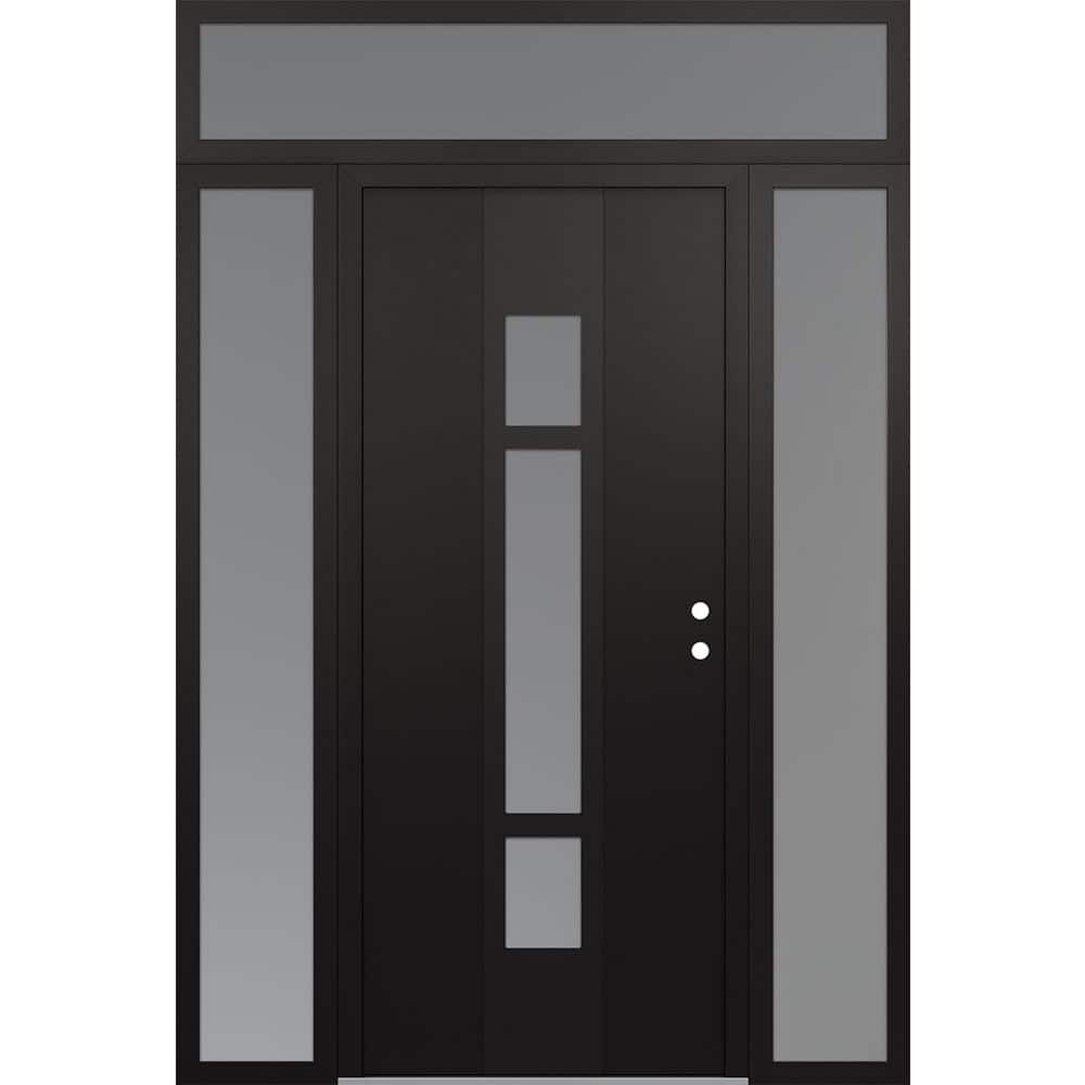 Tessari Doors A9 68 in. x 96 in. Black P Left-Hand/Inswing Frosted ...