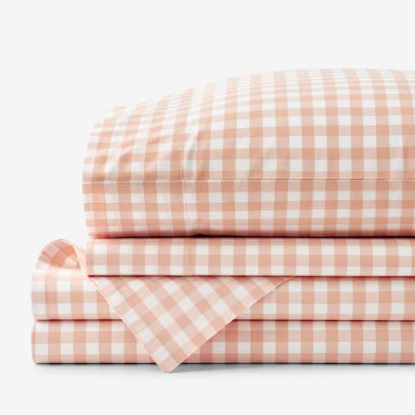 The Company Store Company Cotton Gingham Yarn-Dyed Mango Cotton Percale Queen Sheet Set 51241L-Q ...