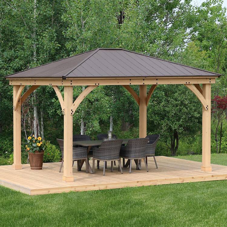 Yardistry Meridian 12 ft. x 14 ft. Premium Cedar Outdoor Patio Shade ...