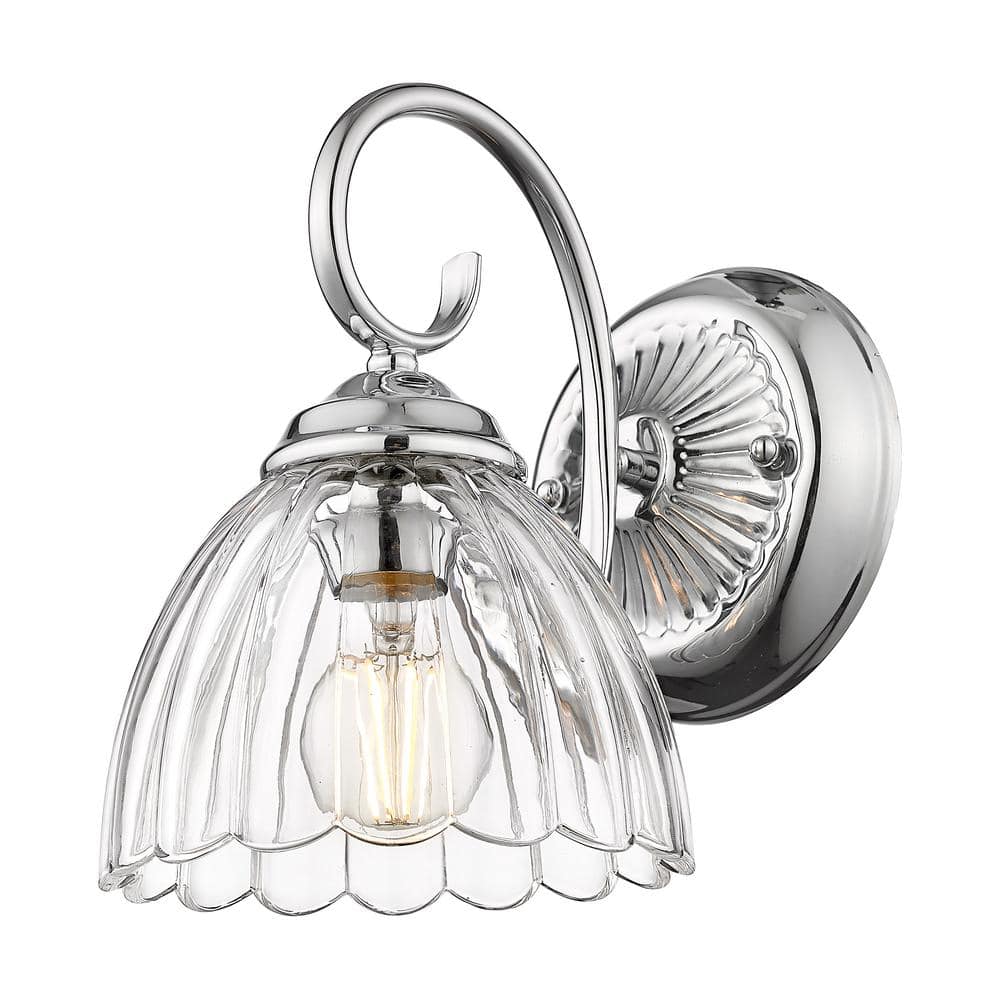 Golden Lighting Audra 1-Light Wall Sconce in Pewter with Clear Glass ...