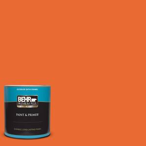BEHR PREMIUM PLUS 8 oz. #220B-7 Electric Orange Flat Interior/Exterior ...