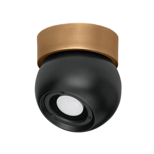 Troy Lighting Odin 5.5 in. 1-Light Patina Brass/Soft Black Finish Flush ...